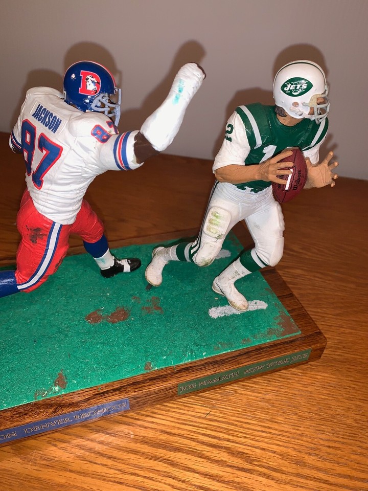 Custom NFL Mcfarlane football NY Jets Namath vs Denver Bronco Rich ...