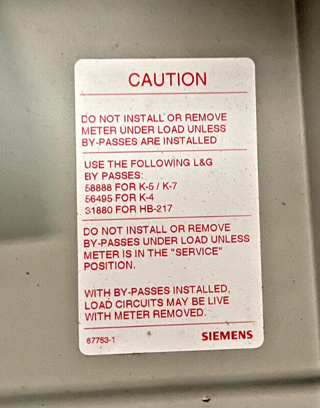 Landis and Gyr, Siemens, 480 Amp Continuous, 600 V, 3R Meter Box, 9817 ...