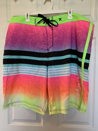 Hurley Men's size 42 Board Shorts Swim Trunks fluorescent multi color ...