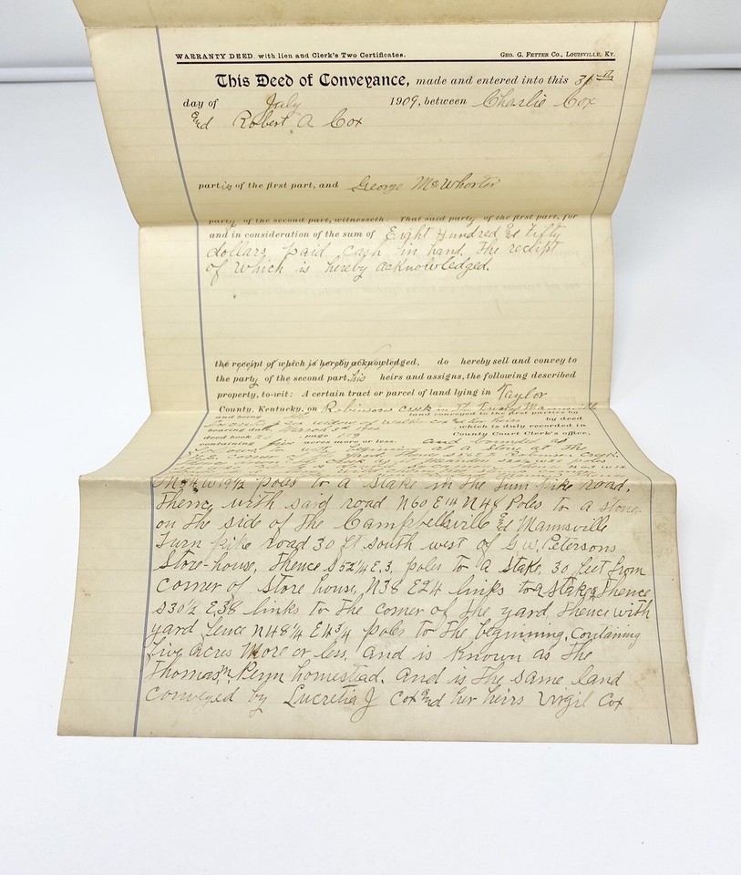 Antique Lot Mixed Land Deeds Documents 1888 & Early 1900s Taylor County ...