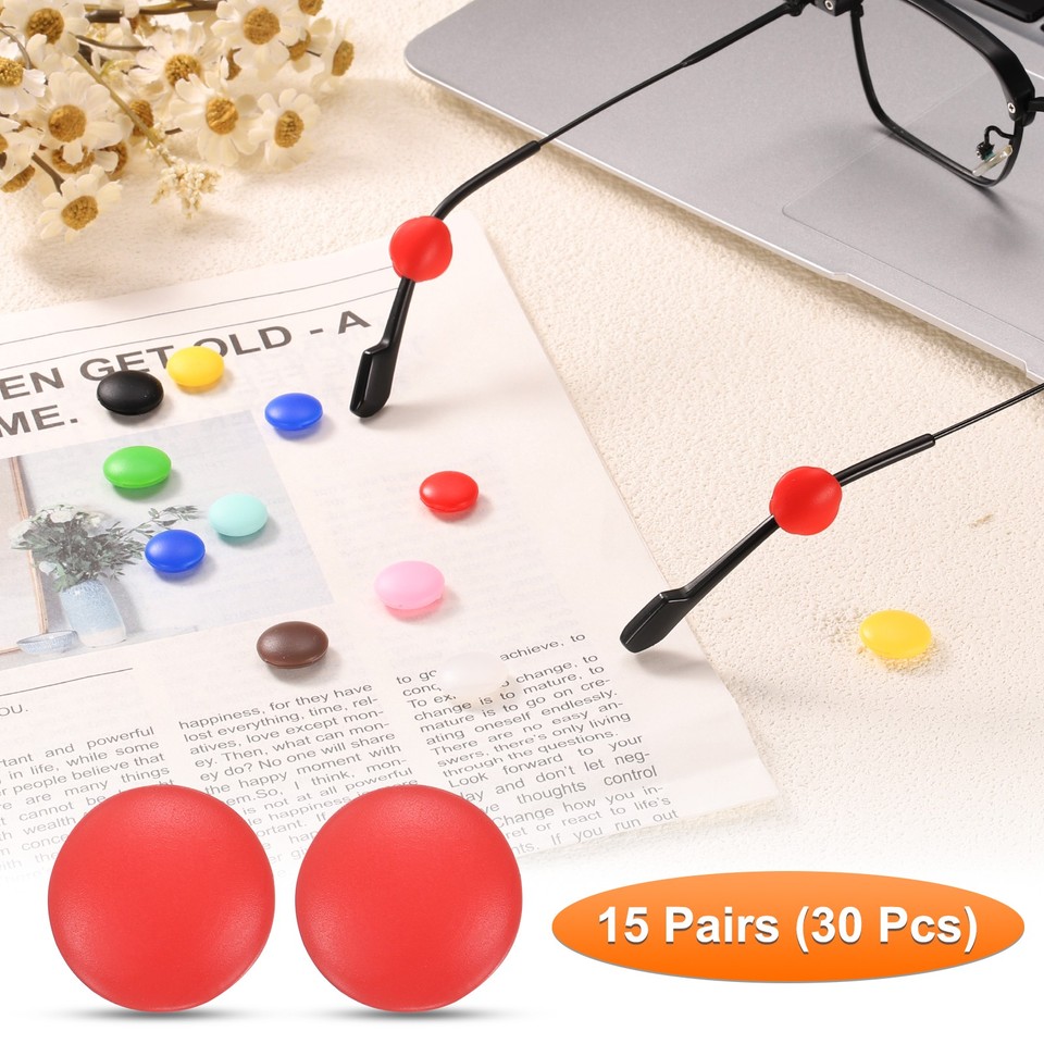 15 Pairs Glasses Ear Grip 14mm Anti Slip Eyeglass Ear Grips Round Type ...