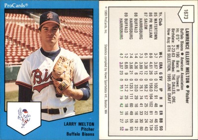 Larry Melton 1989 ProCards Triple A #1673 RC Card FREE SHIP ...