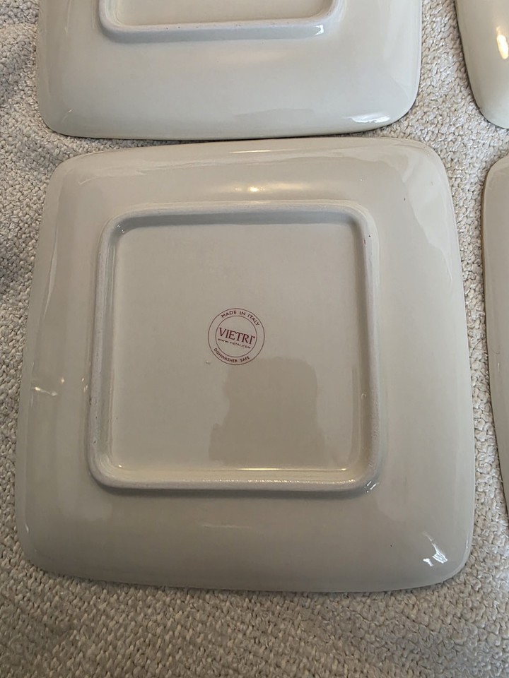 4 Vietri Christmas Old St. Nick Square 8 1/2" Salad Plates Hand Painted ...