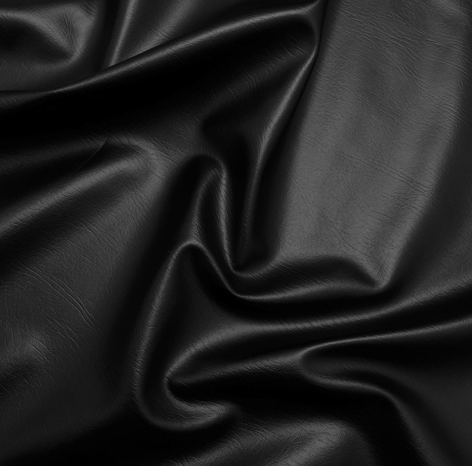 HEAVY FEEL BLACK FAUX LEATHER GRAIN VINYL PVC UPHOLSTERY MATERIAL ...