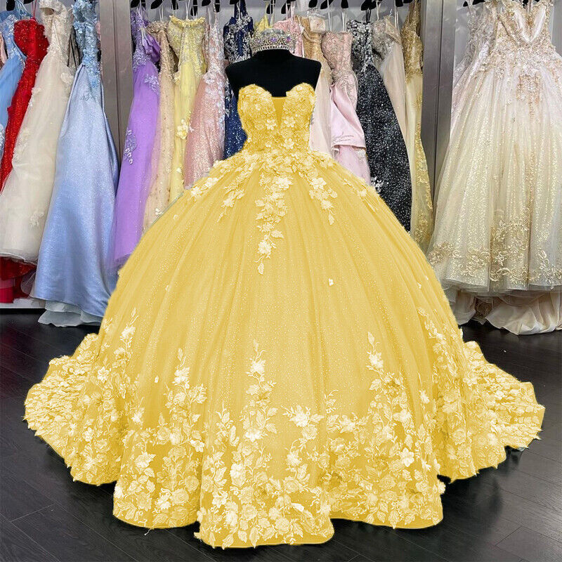 Princess Quinceanera Dresses Lace Appliques Sleeveless Sweet 15 16 Ball ...