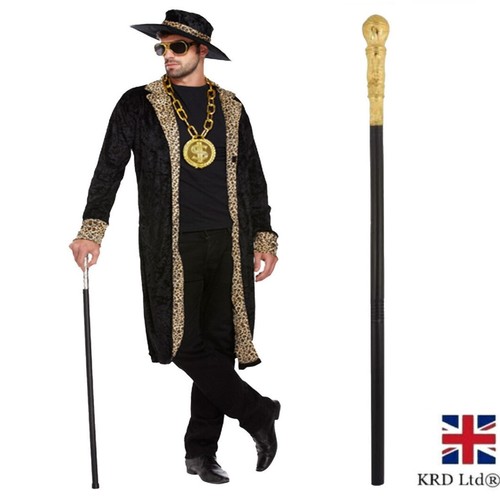 Black Pimp Costume Pimp Stick Halloween Fancy Dress Party Adult ...