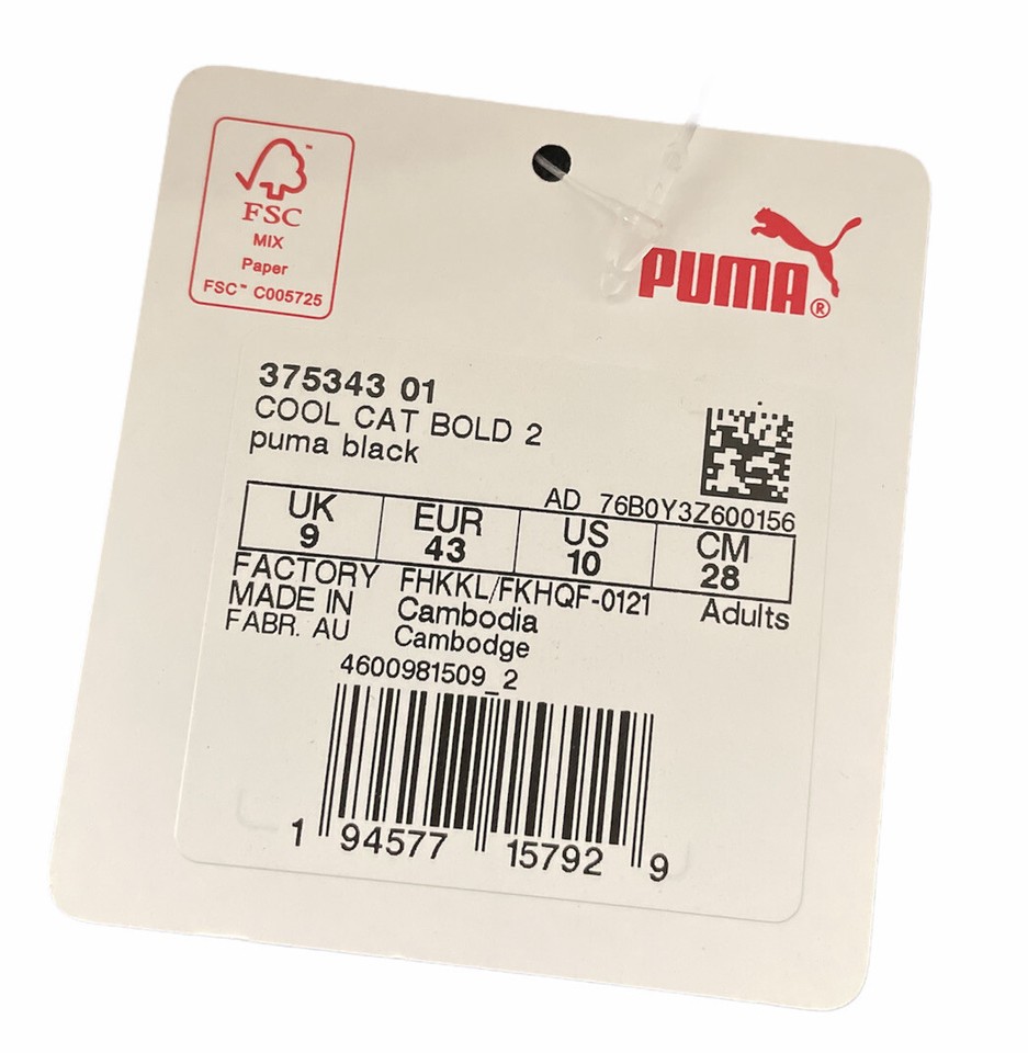 New PUMA Men's Black Cool Cat Bold 2 Slides Sandals Black Size 10 ...