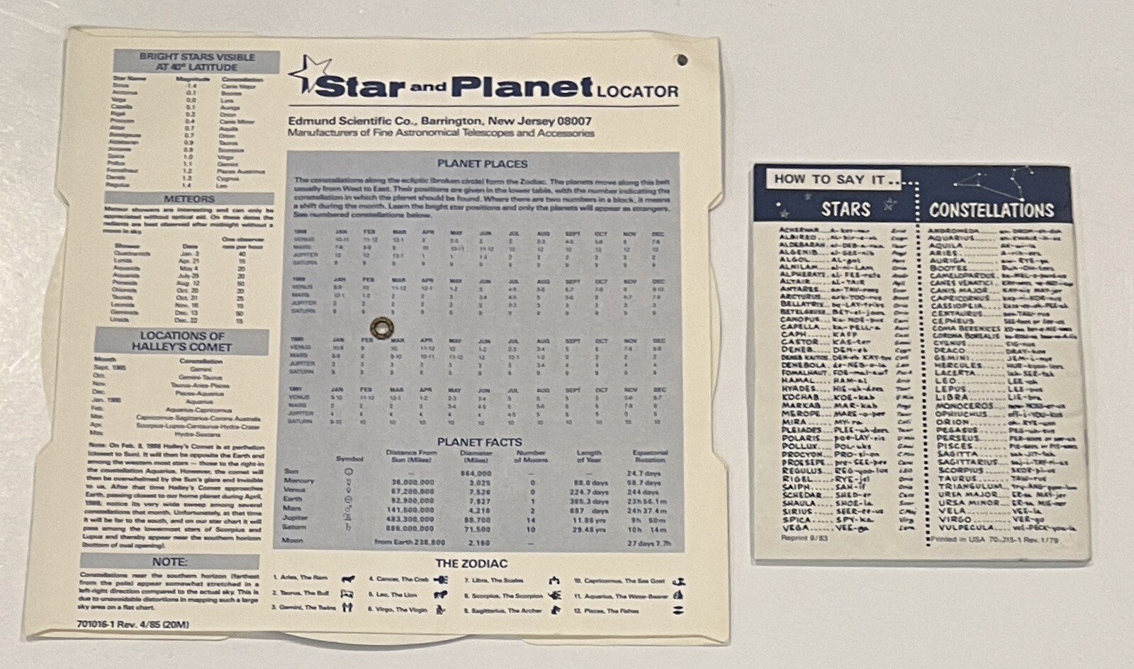 Edmund Scientifics Star and Planet Dial Date Locator W/ Instruction ...