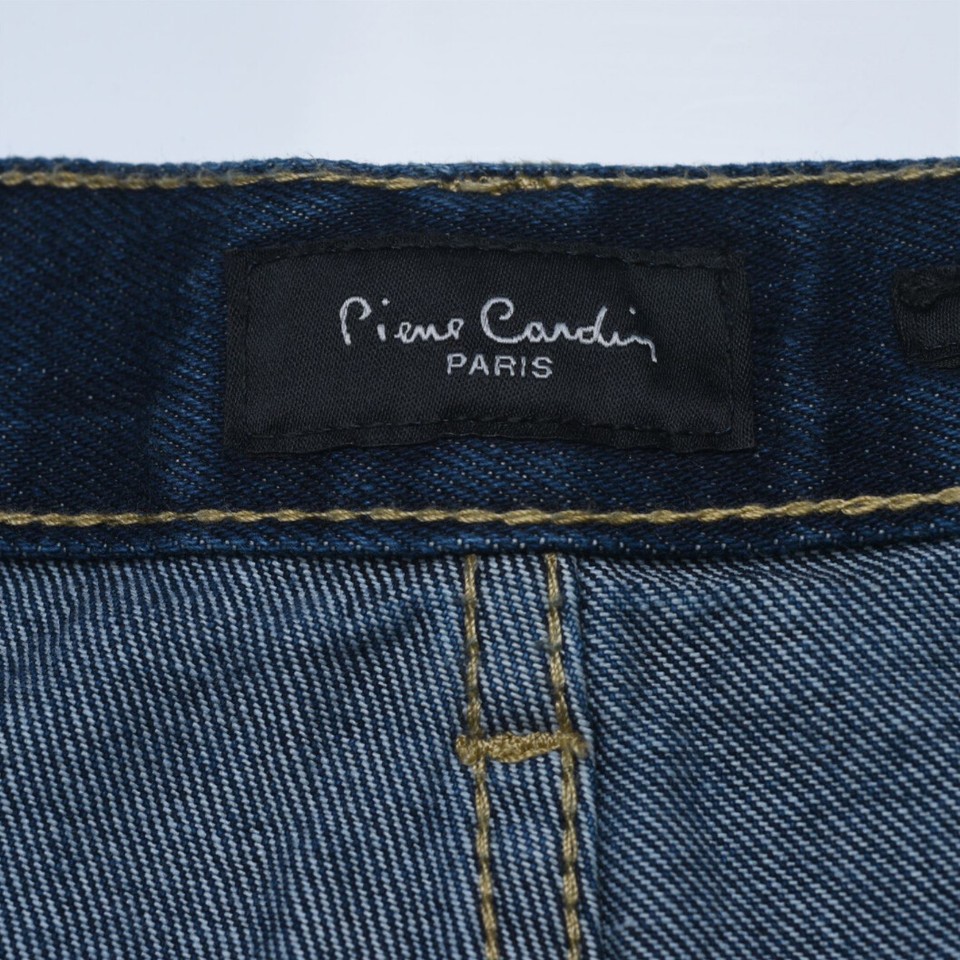 Mens Pierre Cardin Denim Jeans Straight Fit Belted Trousers Long ...