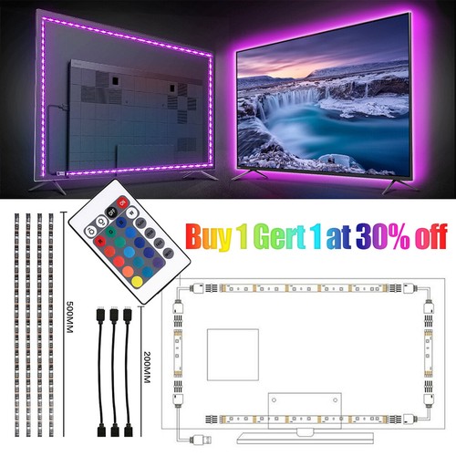 4x LED TV Back Lights USB Strip Backlight Kits 5050 RGB Lighting with Remote | eBay UK