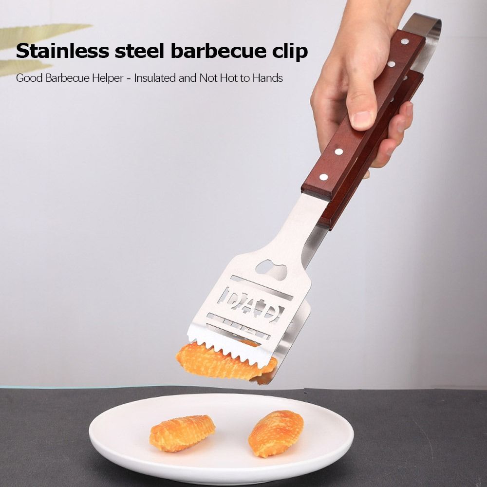 Stainless Steel Meat Clamp With Bottle Opener Shover Barbecue Utensil ...