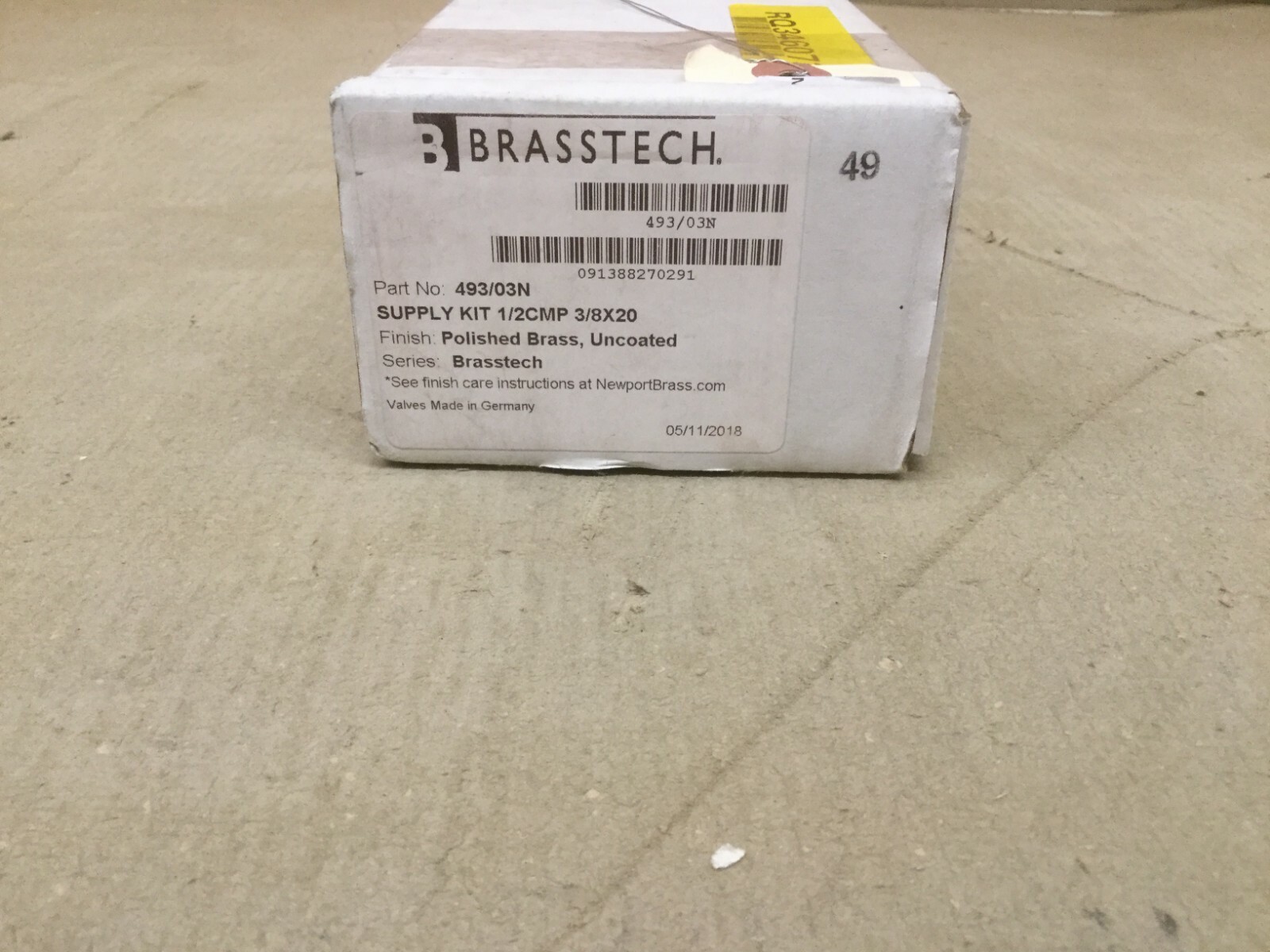 BRASSTECH 493/03N Lavatory Supply Kit, 1/2" Compression, POLISHED BRASS ...