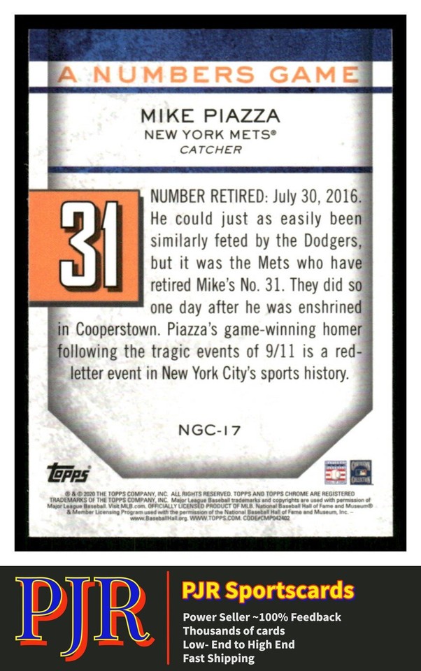 Mike Piazza 2020 Topps Chrome Update #NGC-17 Mets A Numbers Game | eBay
