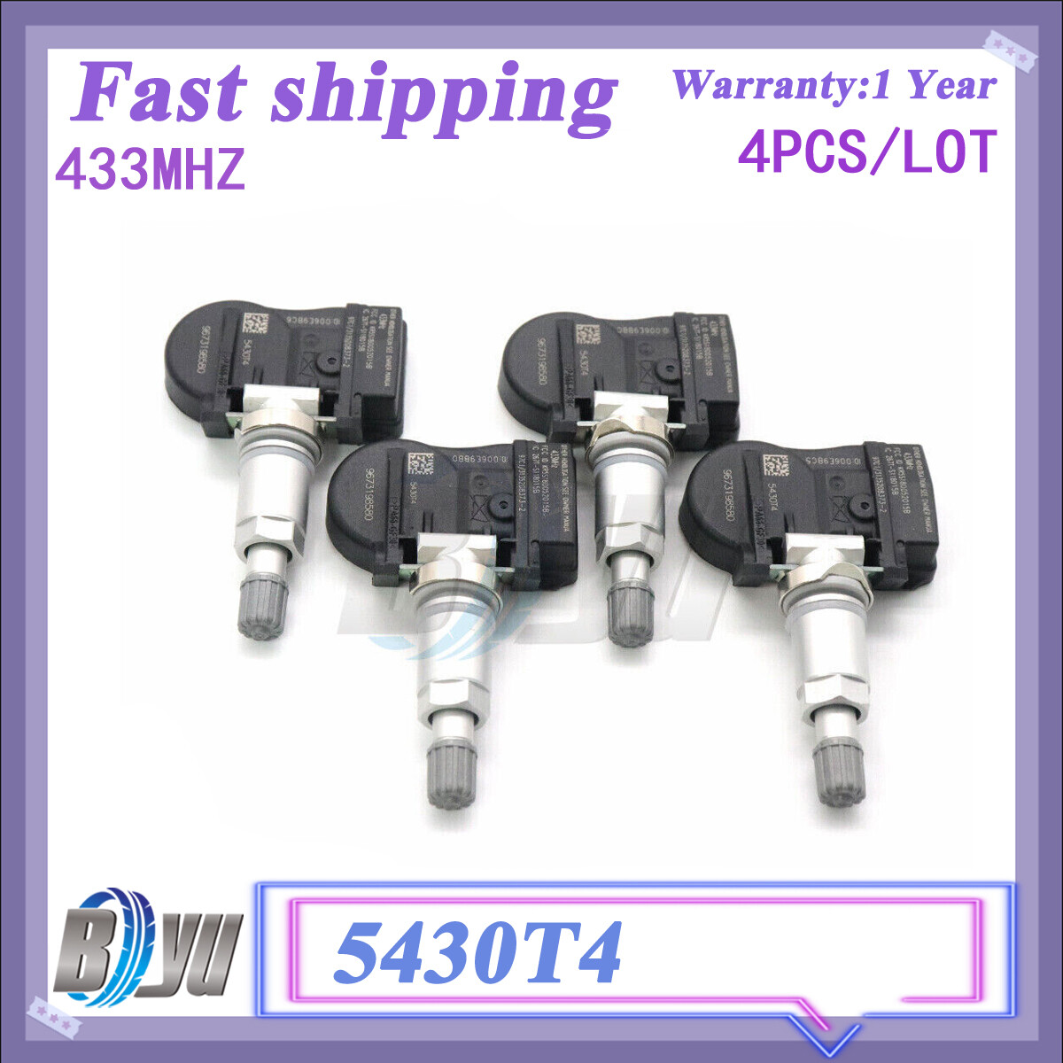 Tire Pressure Sensor 5430T4 9673198580 4X TPMS For Peugeot 207 307 ...