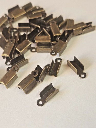 100 12x4mm Fold Over Cord Ends Leather String Crimp Nickel Free | eBay