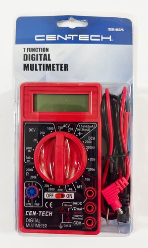 Cen-Tech 7 Function Digital Multimeter DC-AC Voltage Battery Multi ...