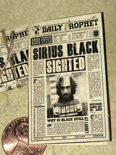 2" tall SMALL mini Daily Prophet newspaper Sirius Black Sighted Magic ...