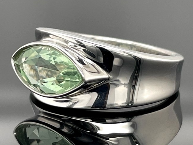 RING GR.17 (CA.53) AUS 925/-SILBER RHOD. MIT FLUORIT SILBERZEIT ...