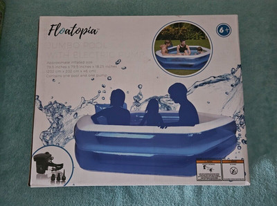 Floatopia Jumbo Pool With Electric Pump Inflated Size 79.5" X 79.5" X ...