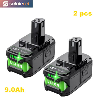 2pcs 18V 9.0Ah Lithium Battery for Ryobi P102 P200 P201 P203 P107 P108 ...