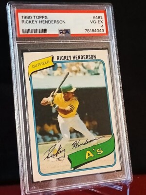 1980 Topps, #482, Rickey Henderson, Rookie Card, PSA VG-EX 4, 78184043 ...