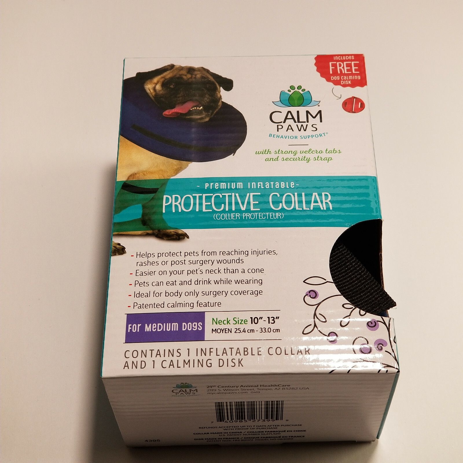 CALM PAWS Inflatable Protective DOG Collar Medium W/Calm Disc New | eBay