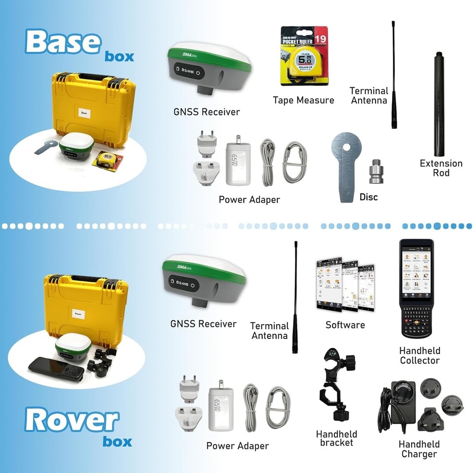 SMA26 GNSS RTK Rover Base GPS Survey Equipment Handheld Collector,1cm ...