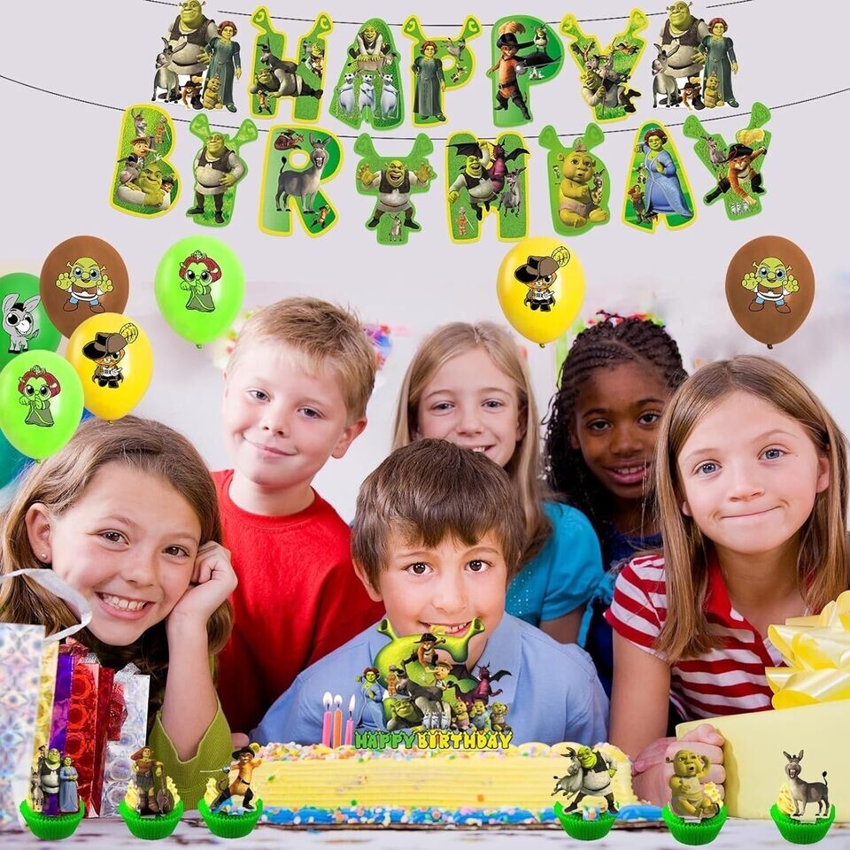 Shrek Birthday Party Supplies Set Balloons Cake Toppers Banner for Kids ...