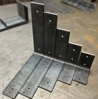 2 x Heavy Duty Solid Steel 90° Angle 'L' Brackets Industrial Rustic ...