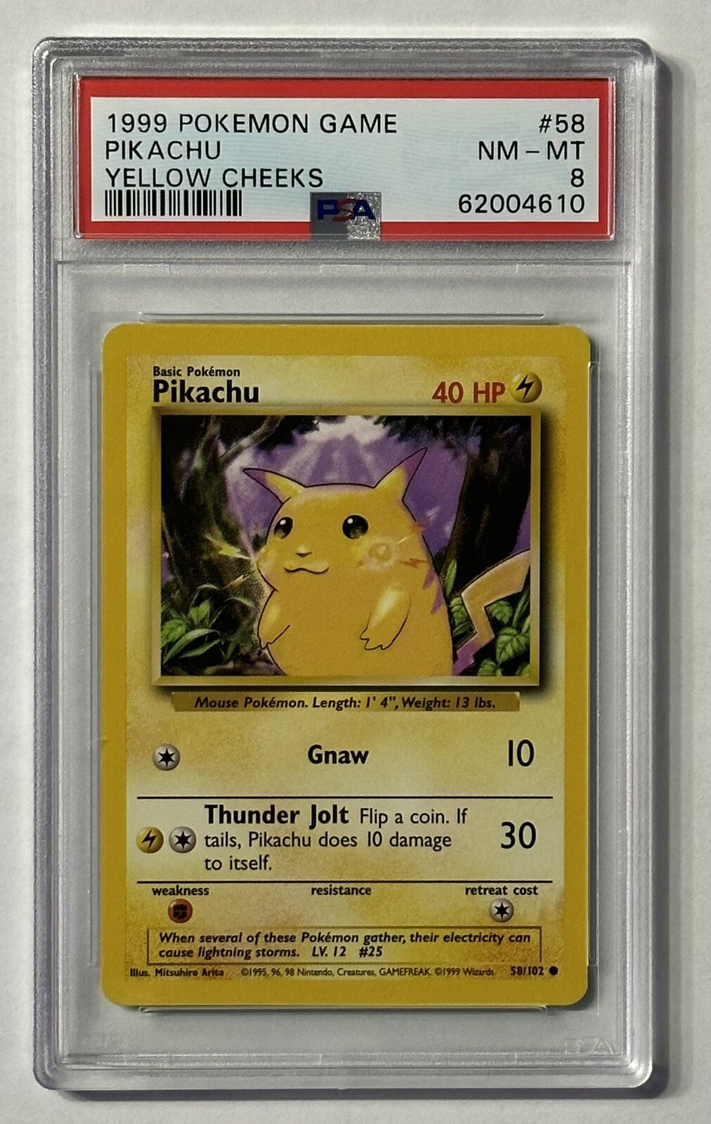 1999 Pokemon Pikachu Yellow Cheeks #58 Base Set PSA 8 NM - MT | eBay