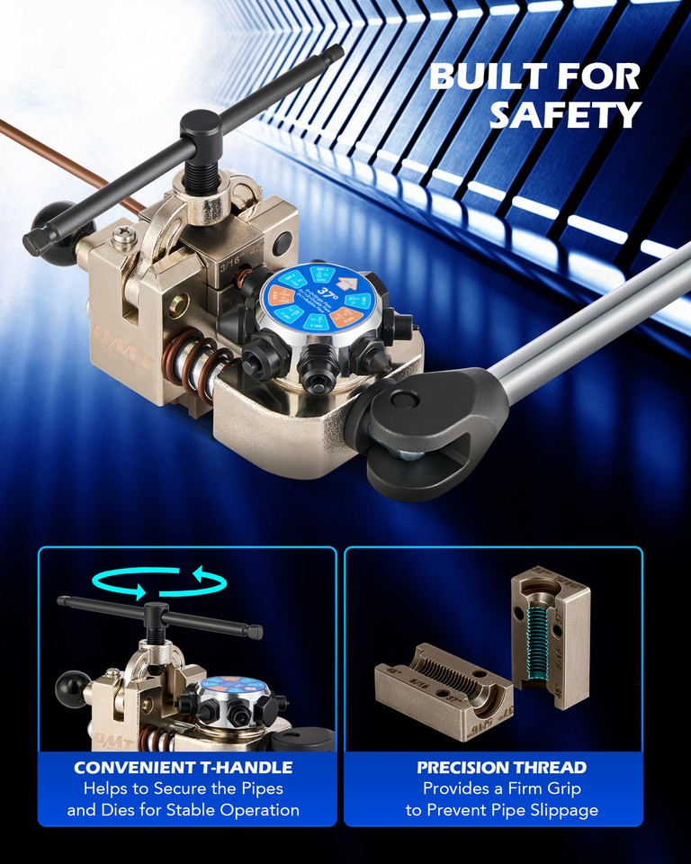 OMT Brake Line Flaring Tool 45°&37° Single Bubble Double Flare 3/16"~3/ ...