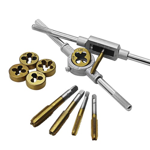 12 Pcs Titanium plating Combination Metric Piece Tap And Die Set | eBay ...