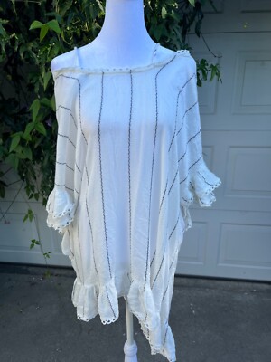 Surf Gypsy Women's Lightweight Swim Cover Up in white/grey M | eBay