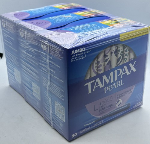 Tampax Pearl 150 Tampons Light Absorbency LeakGuard Jumbo Unscented 3 ...