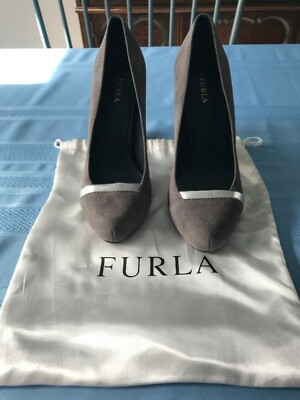 Furla Gray Suede Pumps with Silver Accent, Size EUR 38/US 7.5 With Dust ...