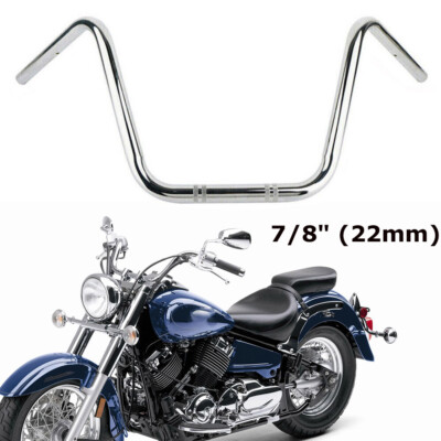 Chrome 7/8'' 22mm Motorcycle High-Rise Handlebars Drag Bar For Cruiser ...