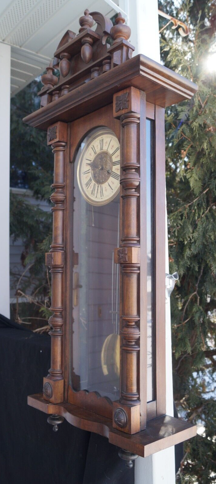 Antique 1880s German FRIEDRICH MAUTHE Vienna Regulator 46" Wall Clock ...