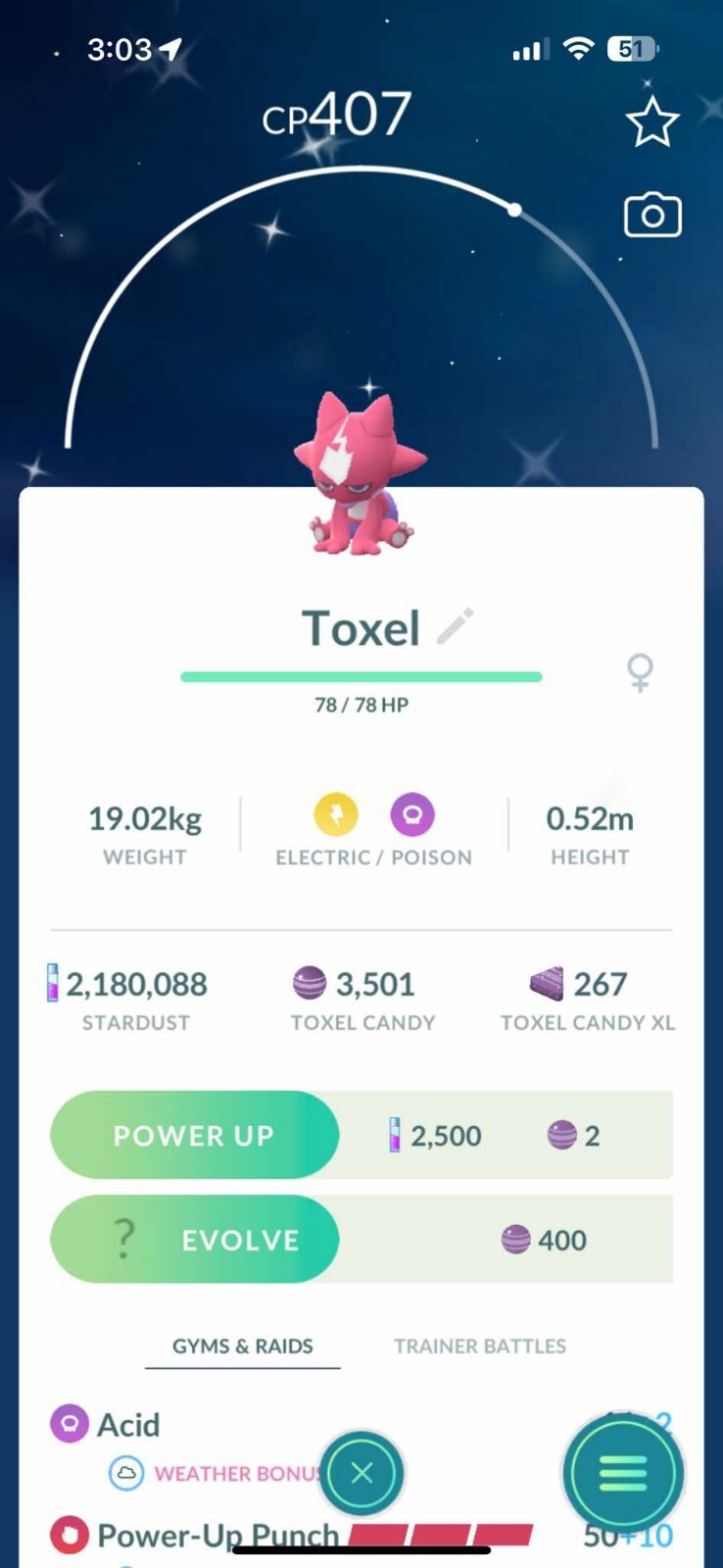 Shiny Toxel - TRADE 1 Mil stardust - unregistered trade | eBay