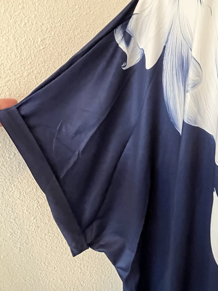 Temu women plus floral navy and white knee length dress 5XL | eBay