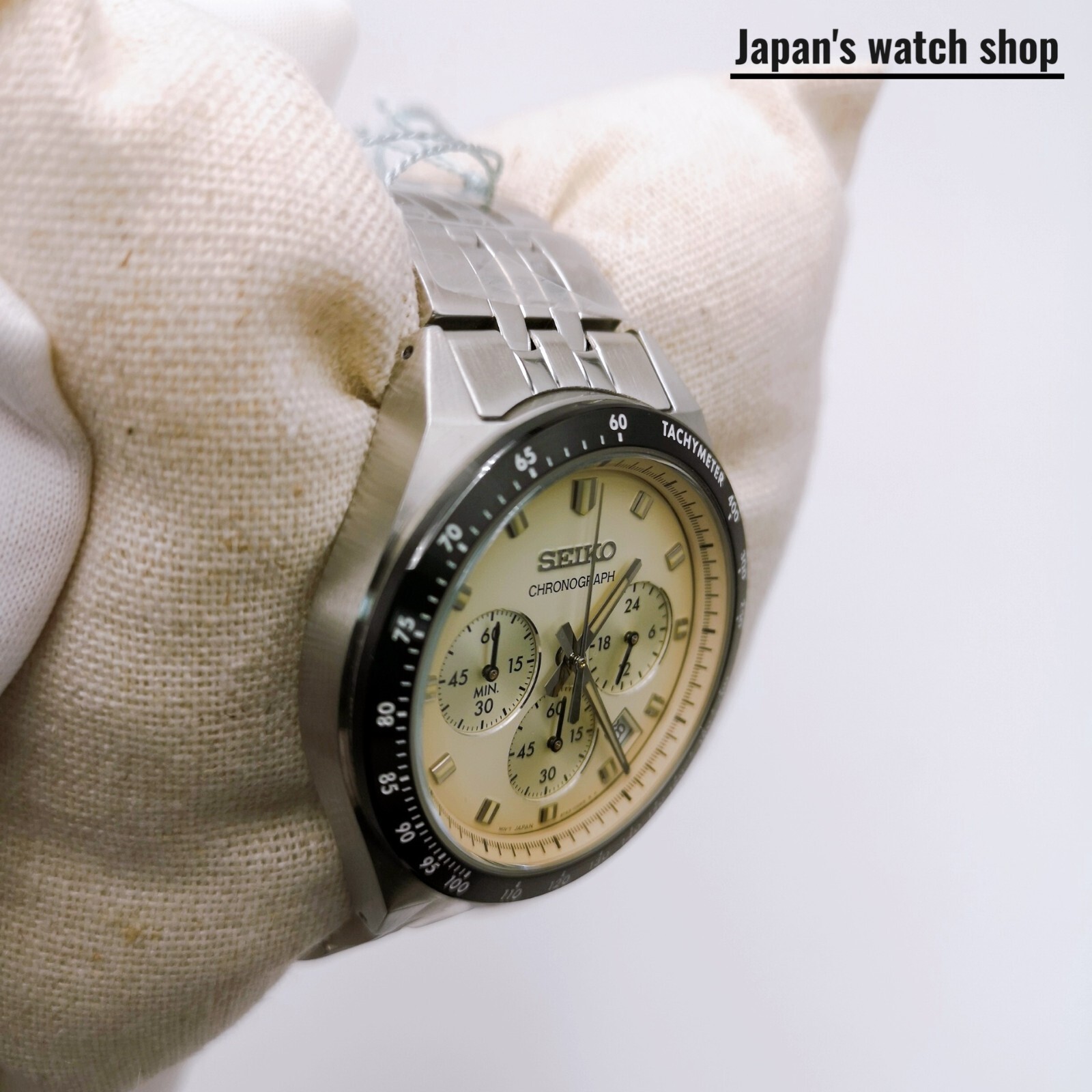 SEIKO Spirit NEO VINTAGE SBTR045 Ivory Chronograph Quartz Men's Watch ...