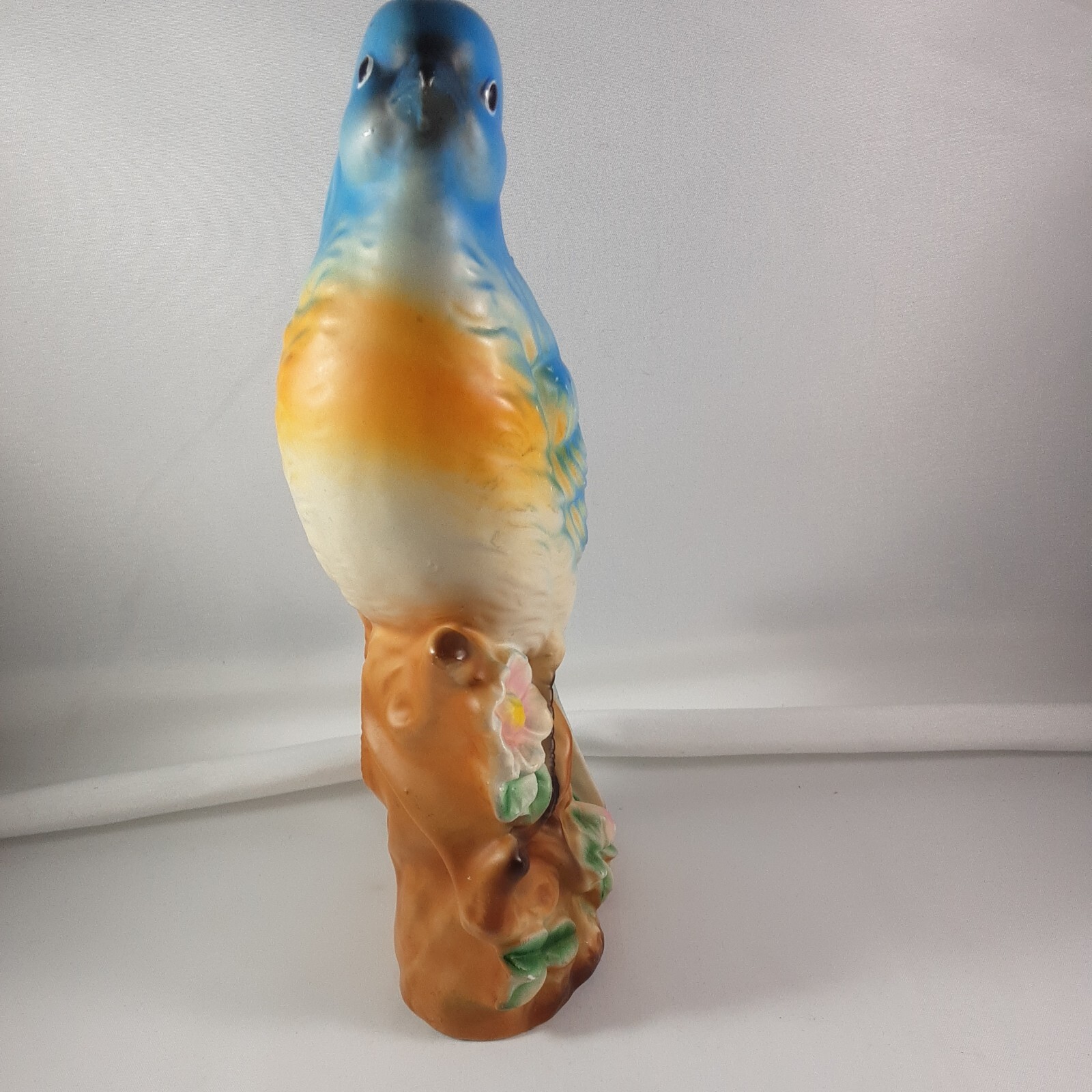 Vintage Blue Bird Figurine Porcelain On Flower Tree Stump Made In Japan ...