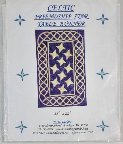 CELTIC Friendship Star Table Runner Quilt Pattern 38" x 22" H.D ...