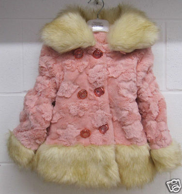 Girls Toddler Baby Coat jacket Tutu faux fur pink white infants winter ...