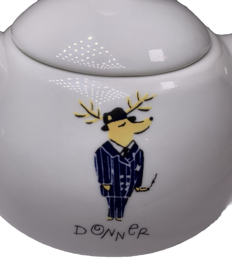 Pottery Barn Reindeer Donner Christmas Teapot Ceramic Collectible | eBay
