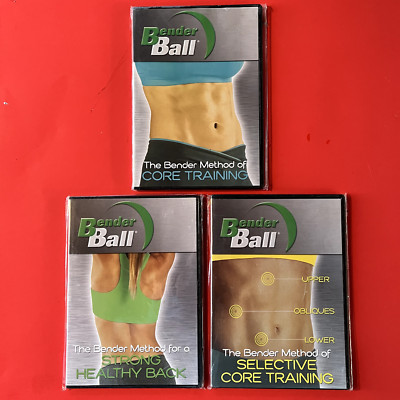 (3) BENDER BALL workout DVDs - BENDER METHOD healthy back CORE TRAINING ...
