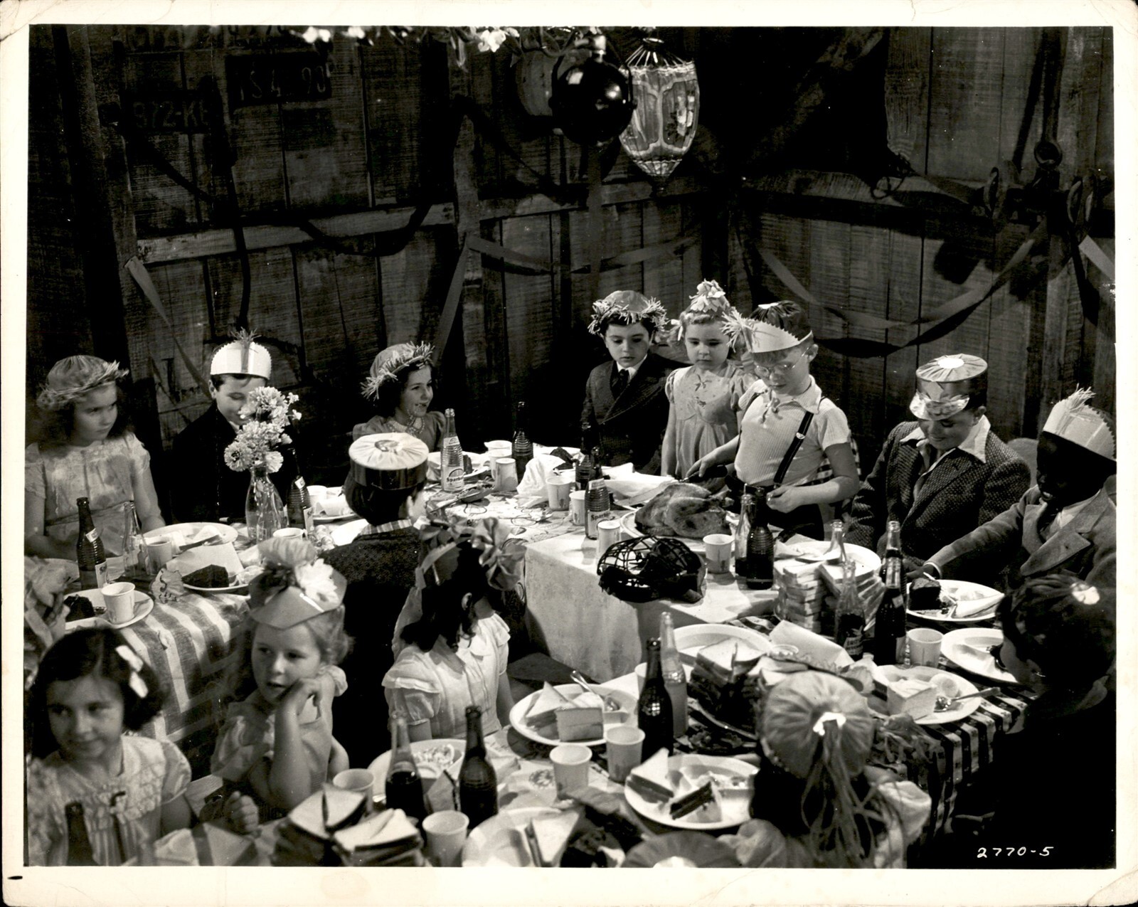BR51 Rare Original Photo OUR GANG Froggy Thanksgiving Meal Cute Kids ...