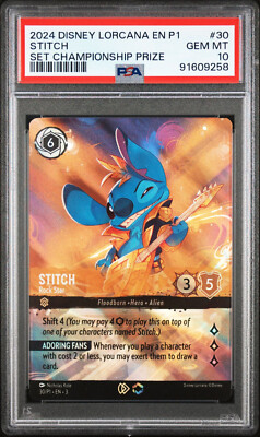 Lorcana Stitch Rockstar Store Championship Enchanted Promo #30 P1 PSA ...