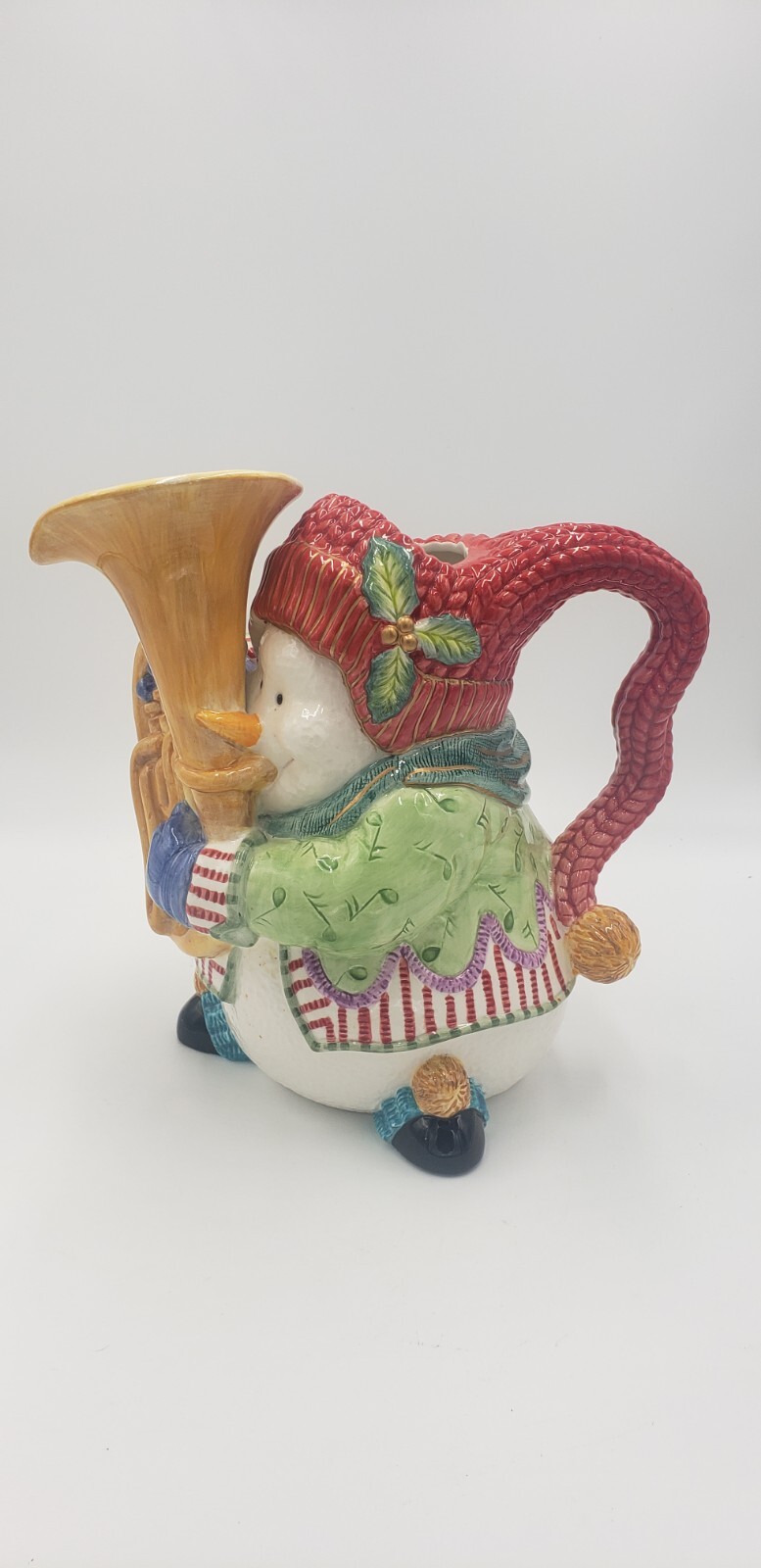 Fitz & Floyd Classics Handcrafted Snowman Jamboree Pitcher 10" Ceramic ...