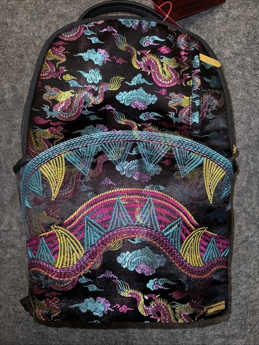 Sprayground Embroidered Dragons DLX Backpack🔥New Black Bookbag School ...
