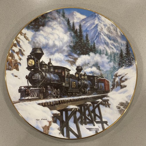 Ted Xaras Rails WINTER CROSSING Plate Train Railroad Hamilton Pine ...